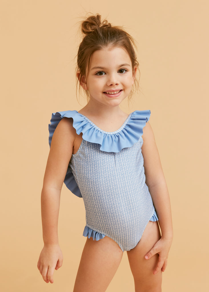Sky Blue Girls Ruffle Swimsuit J Josh Sky Blue Girls Ruffle Swimsuit J Josh